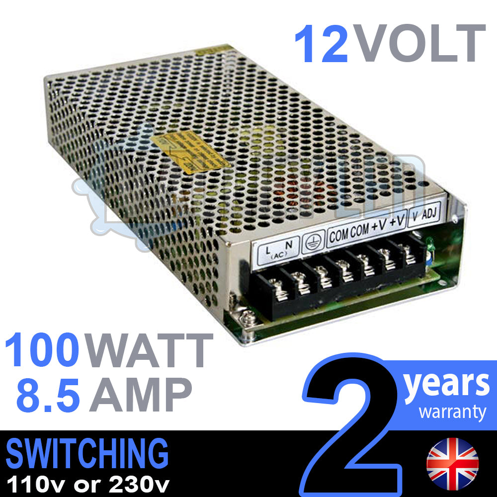 12V DC 100w 8.5A 230v 110v Switching Power Supply – Valley Lighting ...